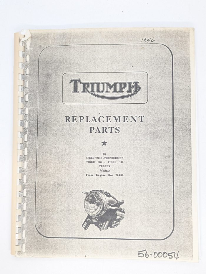 MP17-289/56 Triumph Spare Parts List, 5T/6T/T100/T110/TR5/TR6, 1956 ...